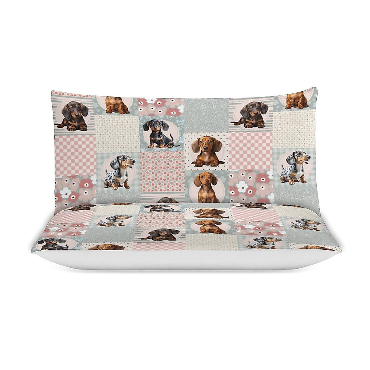 Dachshund Bedding Set Full Size Dachshund Comforter Cover Set for Teen Boys Super Soft Construction Sausage Dog Duvet Cover Set Bedroom Decor Twin Full Queen King Size Quilt Cover with 2 Pillowcase