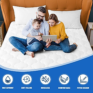 JamRest Waterproof Mattress Protector Twin XL Size, 6''-21'' Deep Pocket Fitted Quilted Mattress Pad Cover, Breathable Hollow Cotton Mattress Cover