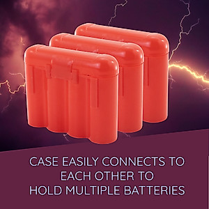 Powertron Batteries 3 Pack AA/AAA / CR123A Red Battery Holder Storage Cases