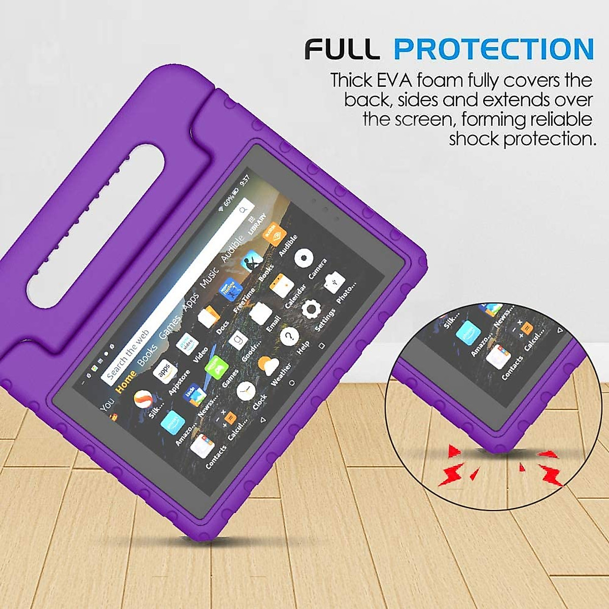 Foam Case for Fire HD 10 10.1 inch Tablet Case (5th/7th/9th Generation, 2015/2017/2019 Releases) Kid-Proof & Shockproof Sturdy Case Soft Durable Foam Cover with Portable and Foldable Handle