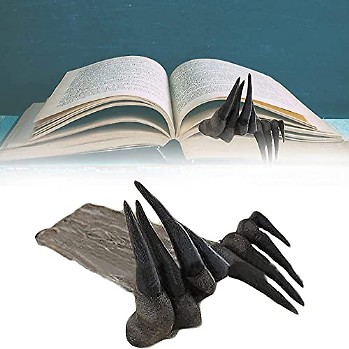 NEWMIND 1Pcs 3D Bookmark-Thriller Demon Hand Bookmark，Creative 3D Devil's Hand Bookmark Resin Stationery Gift Bookshelf Ornaments，Resin Claw Witch's Hand Festival Decor Novelty Cool Gifts-Gray