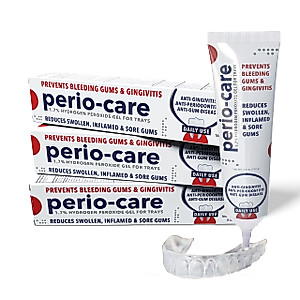 Perio Care Gel for Trays (3 Tubes + Trays) - 1.7% Hydrogen Peroxide Gel - Compare to Perio Gel, Perio Gel X, Perio Protect Gel, GumX Defender Plus Gel, Perio Daily Defense Gel & Perio Restore Gel