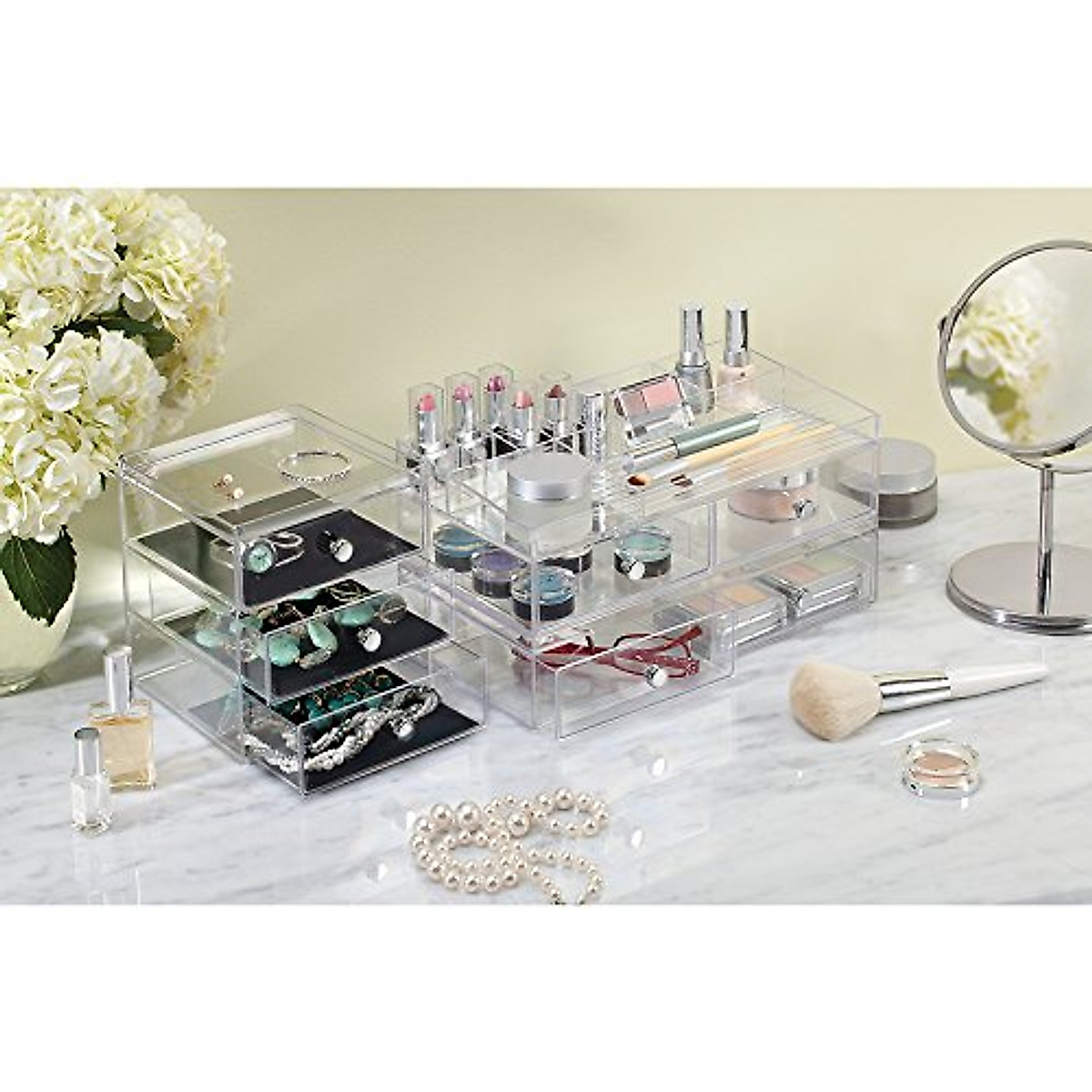 InterDesign Clarity Cosmetic Organizer for Vanity Cabinet to Hold Makeup, Beauty Products - 3 Drawer, Clear