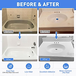 DWIL Tile Paint, Tub and Tile Refinishing Kit with Tools, Tub Refinishing Kit White Bathtub Paint Water Based &Low Odor, Easy to Use Sink Paint for Bathroom Kitchen, Semi-Gloss White, 25-30sq.ft