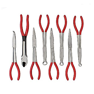 ABN 11in Plier 8-Piece Set – Long Reach Circle, Power Diagonal Cutting, S-Shape, Angled, and Straight Nose Pliers