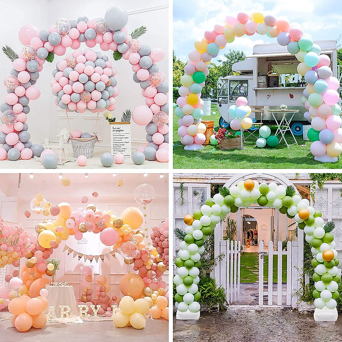Balloon Arch Kit, 9FT Tall &10Ft Wide Adjustable Plastic Balloon Column Stands Set with Water Fillable Bases and Water Bag 50 Balloon Clips,1 Manual Pump,2 Knotter, Dot Glue,2 Flower Clips...