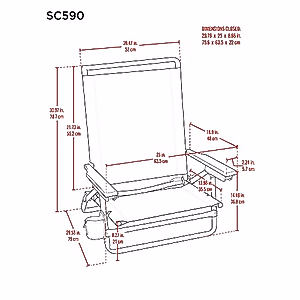 Tommy Bahama 5-Position Lay Flat Cup Holder and Towel Bar Beach Chair, 1-Pack, Floral Print