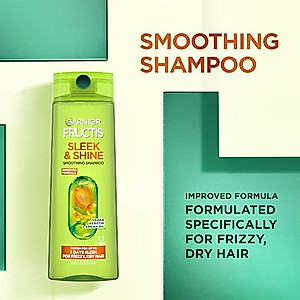 Garnier Fructis Sleek & Shine Shampoo, Conditioner + Moroccan Sleek Oil Set for Frizzy, Dry Hair, Argan Oil (3 Items), 1 Kit (Packaging May Vary)