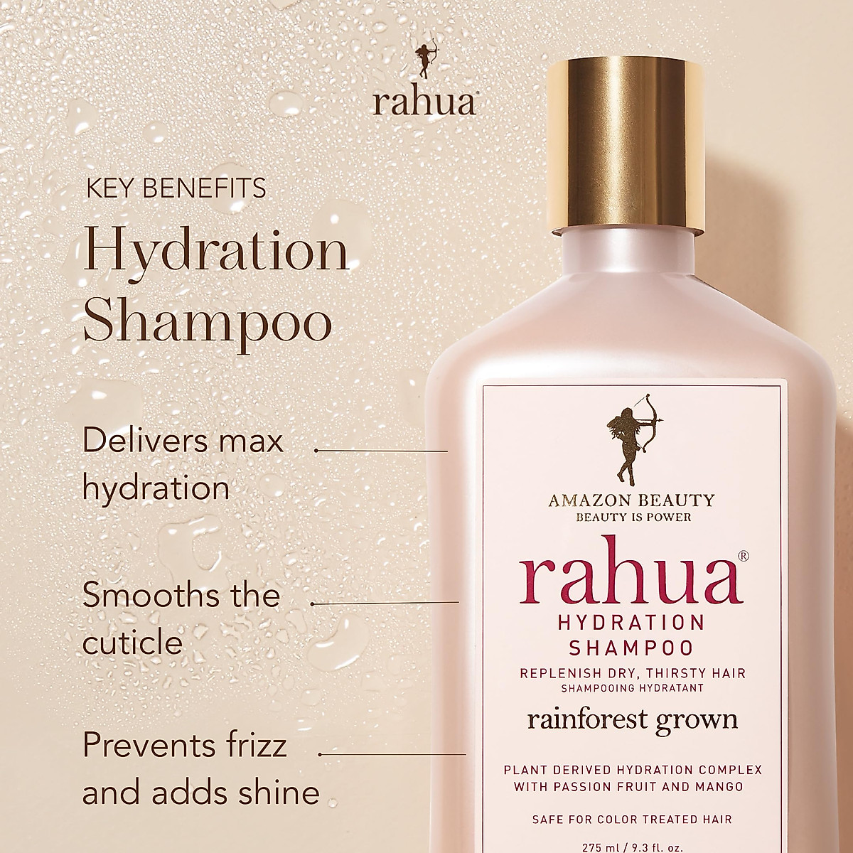 Rahua Hydration Shampoo, 9.3 Fl Oz, Organic Hydrating Moisturizing Sulfate Free Shampoo for Dry Hair, Natural, Plant Based Derived Ingredients, Mango & Passion Fruit, Hair Care for Frizz & Scalp Care
