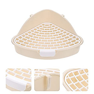STOBOK Rabbit Litter Box Bunny Litter Box Pet Toilet Triangle Potty Trainer Corner Guinea Pig Litter Bedding Box Dustpan Broom for Chinchilla Ferret Drawf Hamster (White) Hamster Bedding