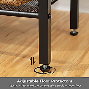 HOOBRO Nightstands Set of 2, 3-Tier Side Table with Adjustable Shelf, Industrial End Table for Small Space in Living Room, Bedroom and Balcony, Stable Metal Frame, Rustic Brown BF12BZ01