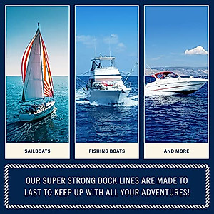 Rainier Supply Co. 2-Pack Boat Dock Lines - 15 ft x 3/8 inch Boat Rope - Premium Double Braided Nylon Dock Rope - Mooring Lines with 12" Eyelet - Black