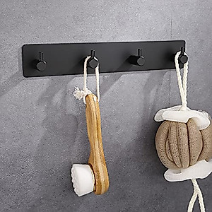 Bathroom Towel Hook Rack Row Hook 304 Stainless Steel,Wall Organizer for Bedroom,Towel Hooks for Bathrooms,Door Hooks for Hanging (Black)