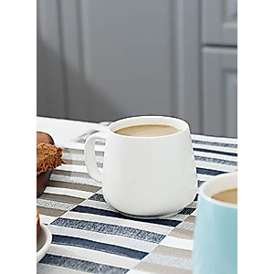 Porcelain Coffee Mugs Set of 4-12 Ounce Cups with Handle for Hot or Cold Drinks like Cocoa, Milk, Tea or Water - Smooth Ceramic with Modern Design, White