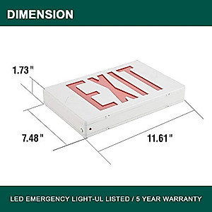 EXITLUX 2 PACK UL Listed -Red Led Exit Sign with Emergency Lights&Battery Backup Operated Powered Exit Lights Exit -Double Face-120-277VAC Fire Exit Signs Lighting for Room,Street,Window.Stairs.