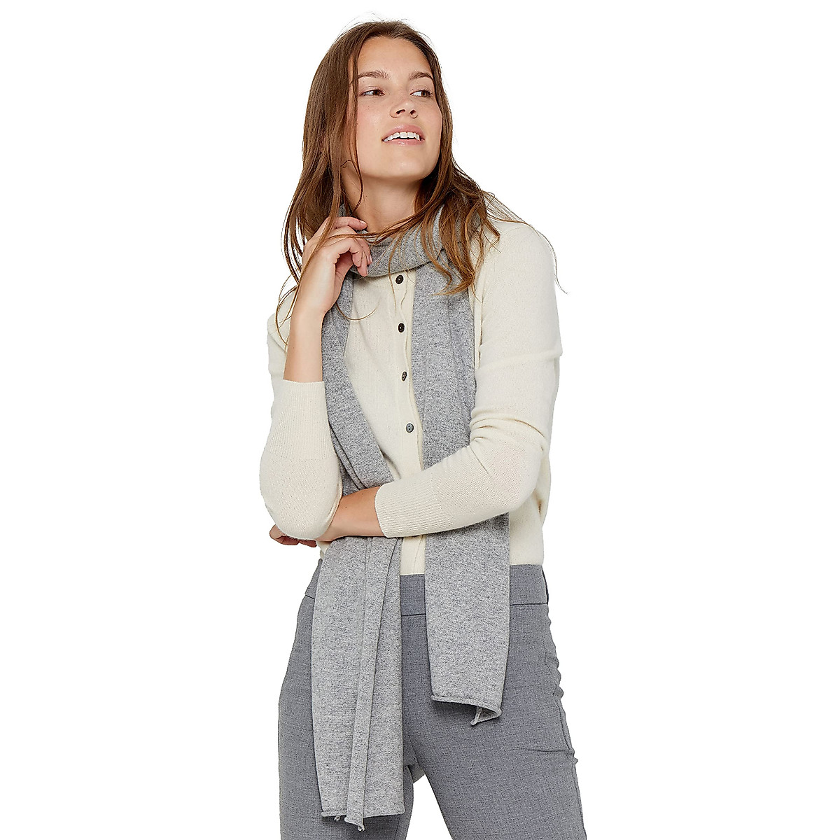 State Cashmere Unisex Long Jersey Knit Scarf Made with 100% Pure Inner Mongolian Cashmere - Elegant, Soft, & Versatile - Ultra Warm Winter Accessories - (Pale Charcoal, 80"x13.5")