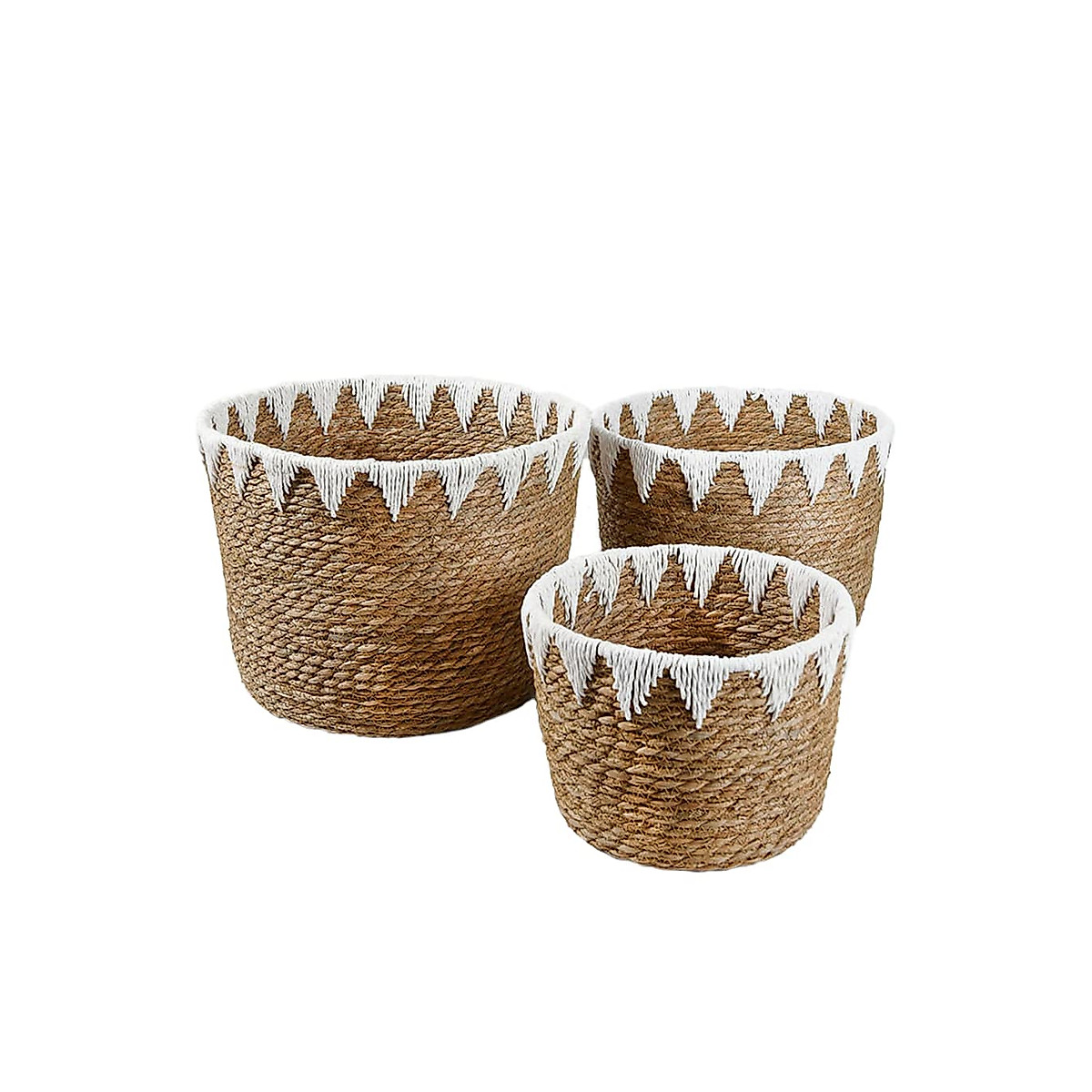 Serene Spaces Living Handmade Cattail Leaf Basket - Natural, Eco-Friendly & Durable - Perfect for Decoration, Storage, Potted Plant Cover/Cachepot or Gifting - KIT of 3 (Each in 3 Different Sizes)