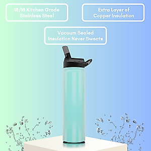 Seriously Ice Cold SIC 27oz Insulated Water Bottle Thermos, Premium Triple Layer Vacuum Stainless Steel, BPA Free Wide Mouth Lid with Carabiner Clip