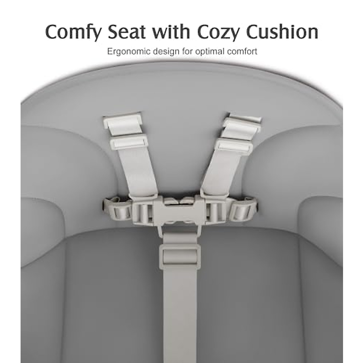 Convertible Baby High Chair, 3-in-1 Wooden Highchair/Toddler Chair with Removable Tray, Feeding & Dining Chair with 5-Point Harness, PU Cushion, Footrest for Babies & Toddlers, Dark Gray