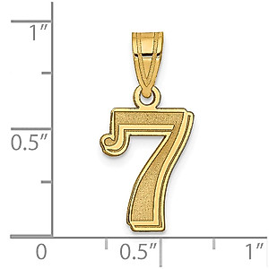 Solid 14k Yellow Gold Etched Number 7 Pendant Charm