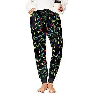 Christmas Lights Pajama Pants Women Sleepwear Bottom Family Casual Athletic Sweatpants M