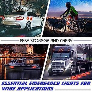LED Roadside Safety Flares Emergency Flare Lights Flashing Warning Lights Bulk Roadside Safety Beacon Disc Pack with Magnetic Base and Hook for Car Truck Vehicles Boat (100 Pieces)