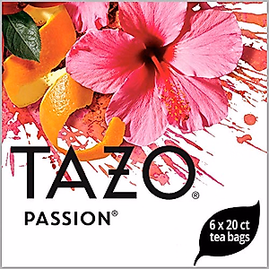 TAZO Passion Enveloped Hot Tea Bags Herbal, Caffeine Free, Non GMO, 20 count (Pack of 6)