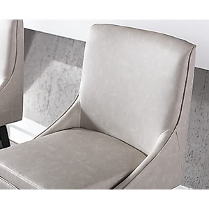 Kmax PU Leather Counter Height Bar Stools Swivel Modern Bar Stools with Wood Legs Footrest for Dining Room Kitchen Island, Set of 2- Beige