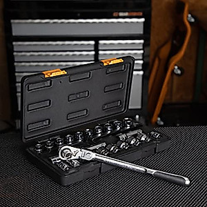 GEARWRENCH 23 Pc. 3/8" Drive 6 Pt. Pass-Thru Mechanics Tool Set, Standard, SAE/Metric - 893823