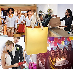 UnicoPak Gold Gift Bags Medium Size 8x4x10 20Pcs, Glossy Finish Waterproof Surface with Embossed Pattern, Gift Bags with Handles Gold Gift Bags for Birthday, Party, Wedding, Shopping