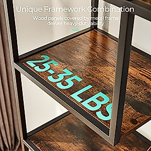 LINSY HOME 5-Tier Bookshelf, 68 Inches Metal Industrial Bookcase, Display Rack with Steel Frame, Storage Rack Shelf for Office, Bathroom, Living Room, Rustic Wood