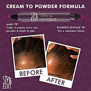 Style Edit Root Touch Up Stick for Black Hair, Root Concealer for Gray Hair Coverage, Temporary Hair Color, Premium Hair Shading Sponge Pen, Hair Makeup Root Cover Up, Travel Size, 0.11 oz Stick