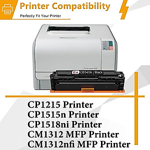 125A Black Toner Cartridge CB540A Replacement for HP 125A CB540AD Color CP1215 CP1518ni; MFP CM1312nfi Printer Ink 2 Pack
