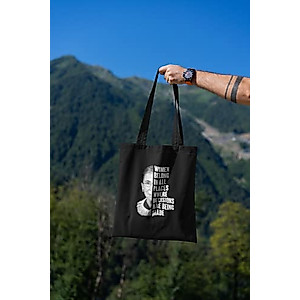 Ruth Bader Ginsburg Women Belong Quote Feminist Natural 15x15 inches Large Canvas Tote Bag Women