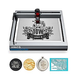 OMTech Light B10 Laser Engraver, 10W Output Diode Laser Module with Air Assist, Desktop Wood Laser Cutter Metal Engraver Machine, Ultra Fast & Precise Mini Laser Engraving Machine for Home Office DIY