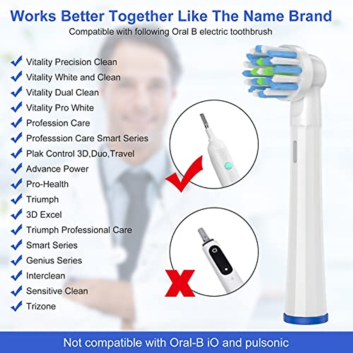 Replacement Heads Compatible with Oral B Braun, Sensitive Electric Toothbrush Heads Precision Refills for 7000, Sensitive Gum Care, Gentle Clean, OralB Pro 1000, 9600, 500, 3000, 8000, Plus (6 Count)