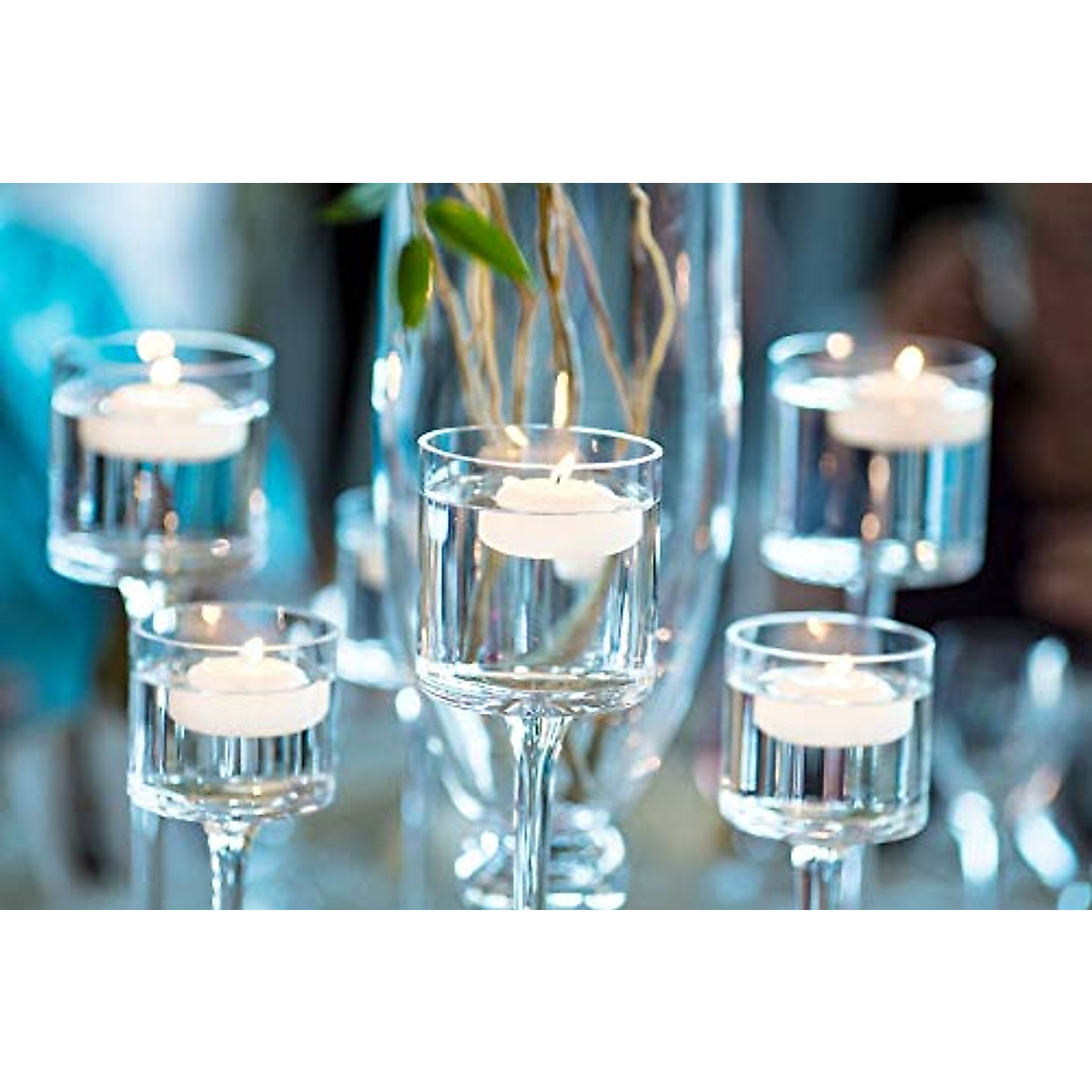 D'light Online Large White Floating Candles 3 Inch Bulk Pack for Events, Weddings, Spa, Home Décor, Special Occasions, Cylinder Vases, Centerpieces at Wedding, and Holiday Decorations (Set of 72, White)