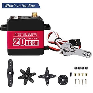 20KG RC Servo High Torque Servo Motors, Waterproof Full Metal Gear Steering Servo for 1/6 1/8 1/10 1/12 RC Car Robot DIY, Digital Servo with 25T Servo Horn, Control Angle 180°