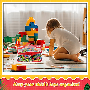 Nitial 3 Packs Small Clear Toy Storage Bags, PVC Toy Storage Bags with Zipper Handle, Waterproof Storage Bag Container for Small Toys, Building Blocks and Board Games(Red, Blue, Green)