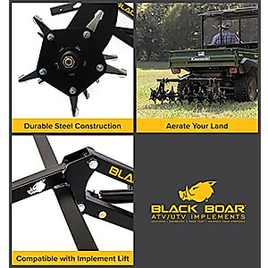 Black Boar ATV/UTV Plugger Implement, Aerates Ground by Removing Plugs, Allowing for Increased Air, Water Flow and Nutrient Absorption (66008)