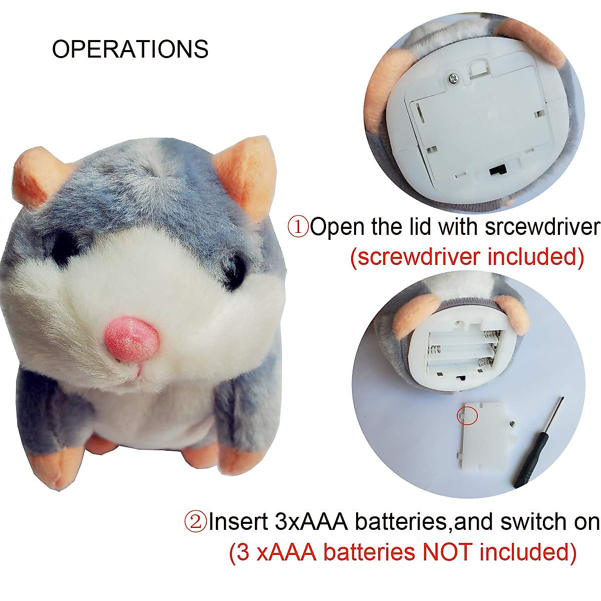 2 Pack Talking Hamster Toy Animal Talking Toys Repeats What You Say Mimicry Pet Talking Record for Boys and Girls