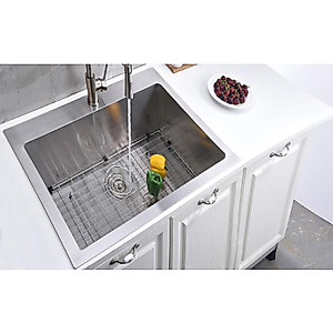 VALISY 25 x 22 x 9 Inch Drop In Topmount Stainless Steel Brushed Nickel Single Bowl Kitchen Sink Extra-thick 16 Gauge, RV Kitchen Sink with Dish Grid and Basket Strainer