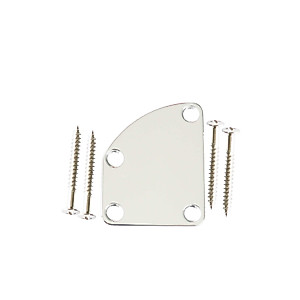 Metallor Electric Guitar Neck Plate Curved Cutaway Semi Round Neck Joint Back Mounting Plate 4 Holes with Screws Compatible with Stratocaster Telecaster Style Guitar Bass Parts Replacement