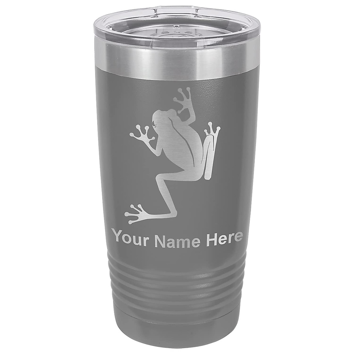 LaserGram 20oz Vacuum Insulated Tumbler Mug, Tree Frog, Personalized Engraving Included (Gray)