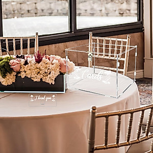 FCDECOR Wedding Card Box with Lock, Acrylic Clear Card Boxes for Wedding Reception Money Card Holder for Wedding, Baby Showers, Birthdays, Bridal or Graduation Party Supplies, 11" Clear