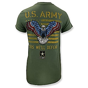 Armed Forces Gear Men's US Army Stars and Stripes T-Shirt- Official Licensed United States Army Shirts for Men (OD Green, Large)