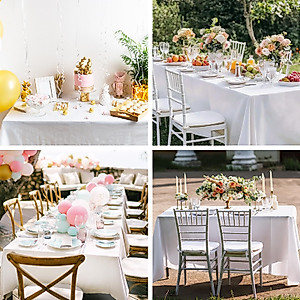 Fixwal White Tablecloth Rectangle 60 x 102 Inch, 2 Pack 6ft Polyester Fabric Table Cloths Rectangular Table Covers for Party, Banquet, Dining, Birthday, Wedding