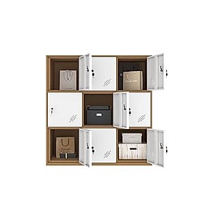 9 Door Small Bedroom Furniture,Metal Locker with Cloth Rail and Shelf,Kids Living Room Locker,Storage lockers for Office (9D)
