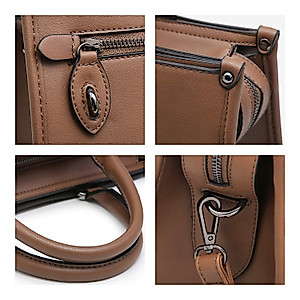 Dasein Purses Handbags for Women Satchel Bags Top Handle Work Tote Bag Shoulder Bag With Matching Wallet (Coffee)