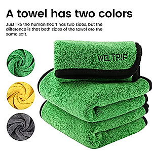 yantu Plush Microfiber Car Drying Towel 24” x 12” (16 Pack) Multipurpose Edgeless Cleaning Towel for Household, Auto Washing, Car Drying, Detailing (Yellow+Green)